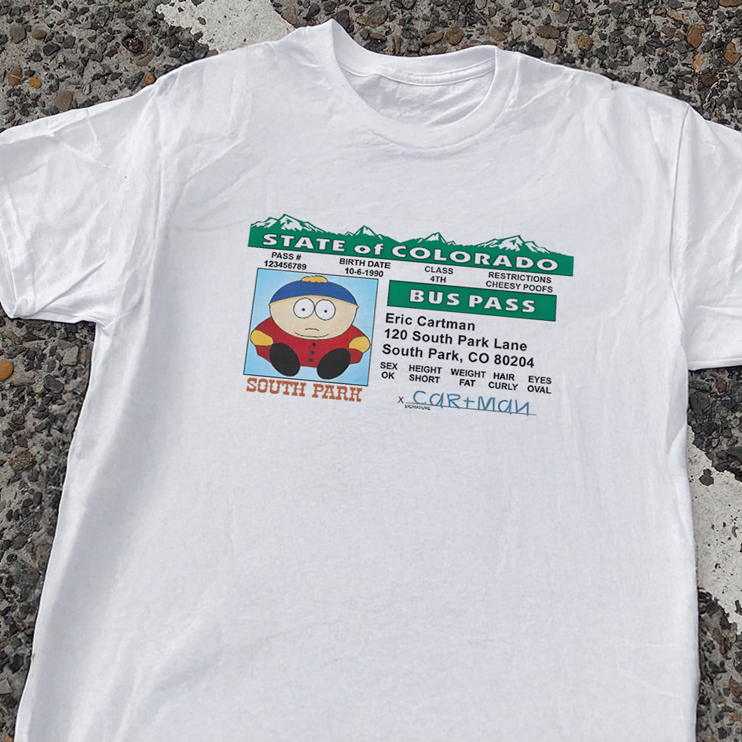 90S Og Cartman 'Bus Pass' Vintage Washed White Tee – Parallel