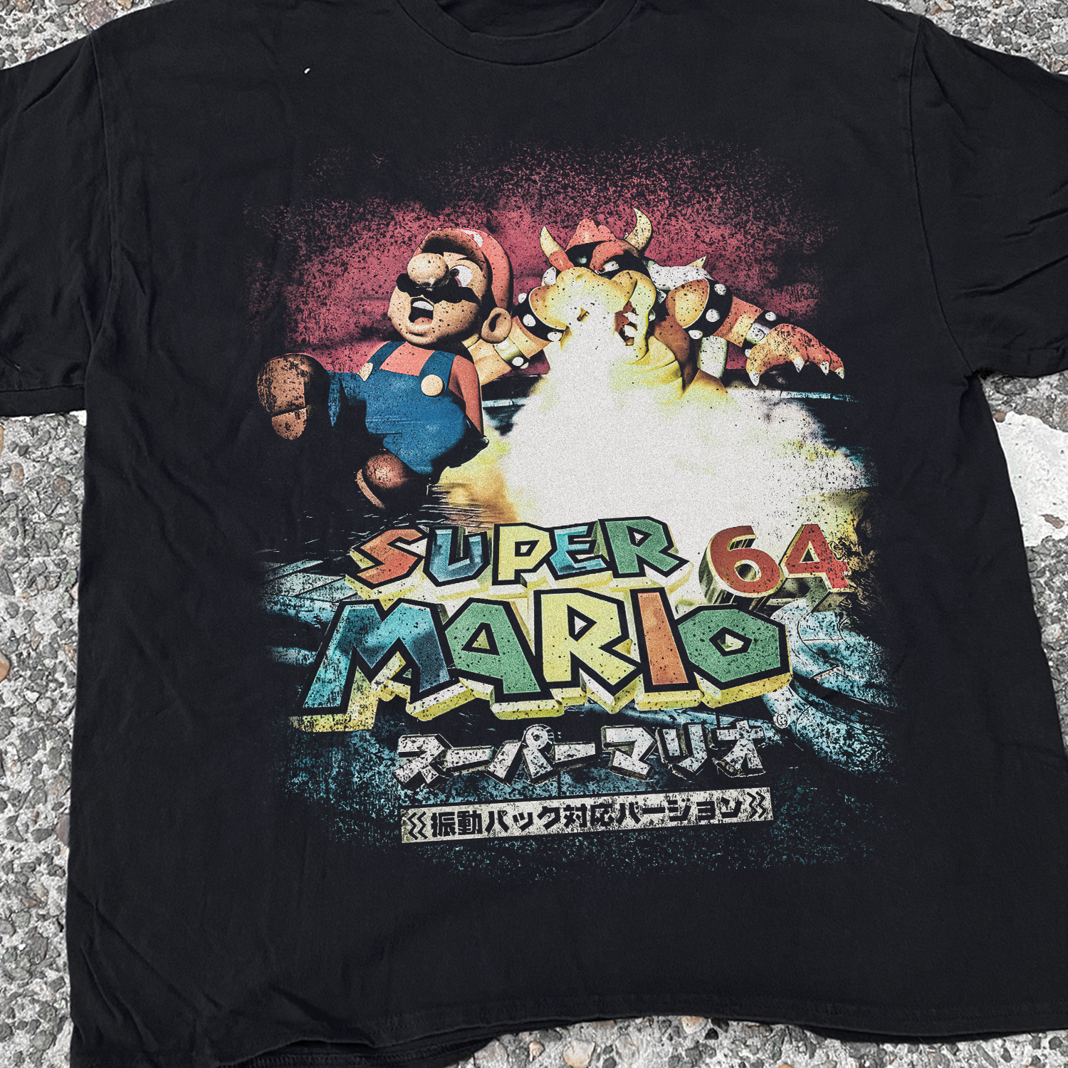 Beautiful '96 Japanese 'Mario 64' Vintage Black Washed Tee – Parallel