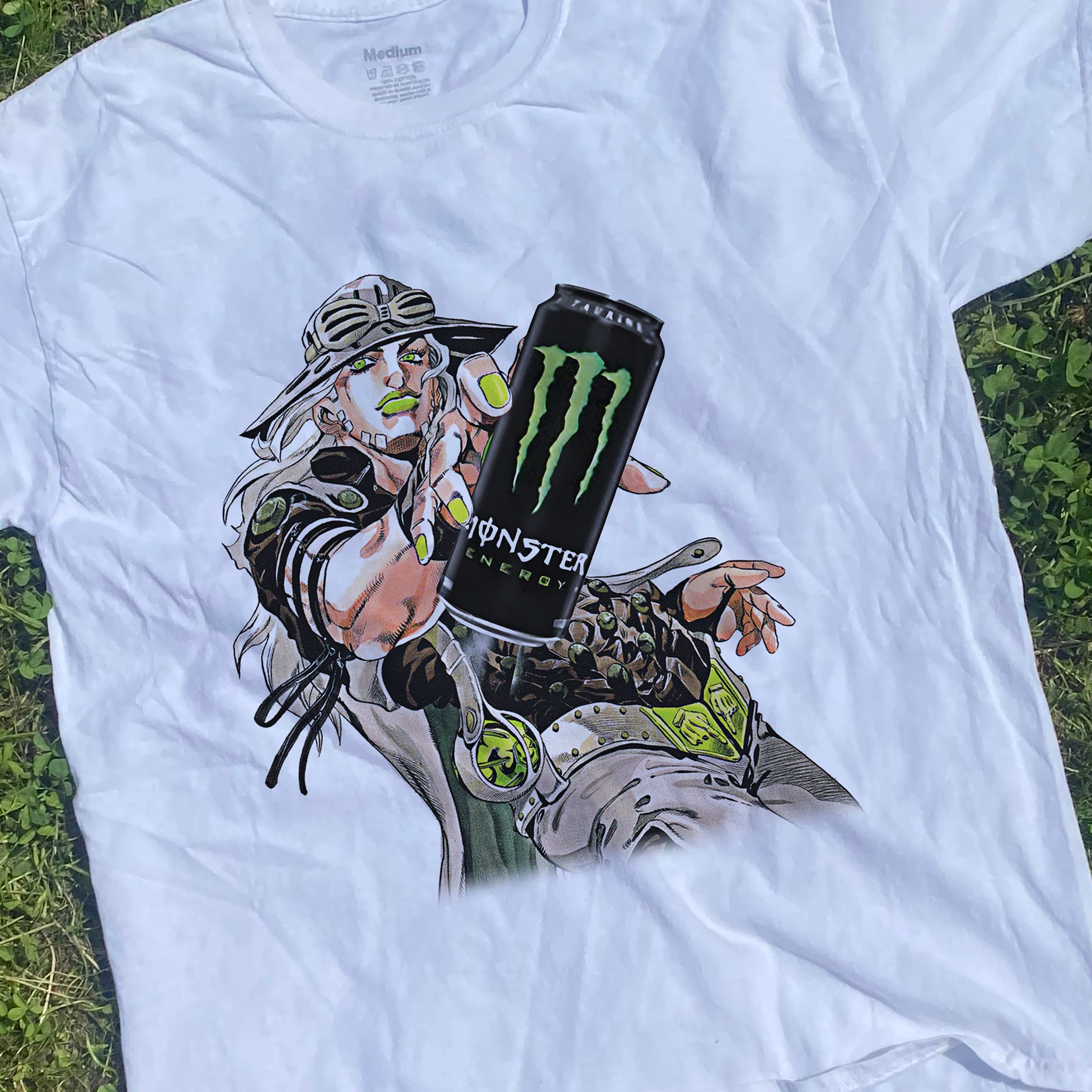Gyro Zeppeli Monster Parody Washed White Tee – Parallel